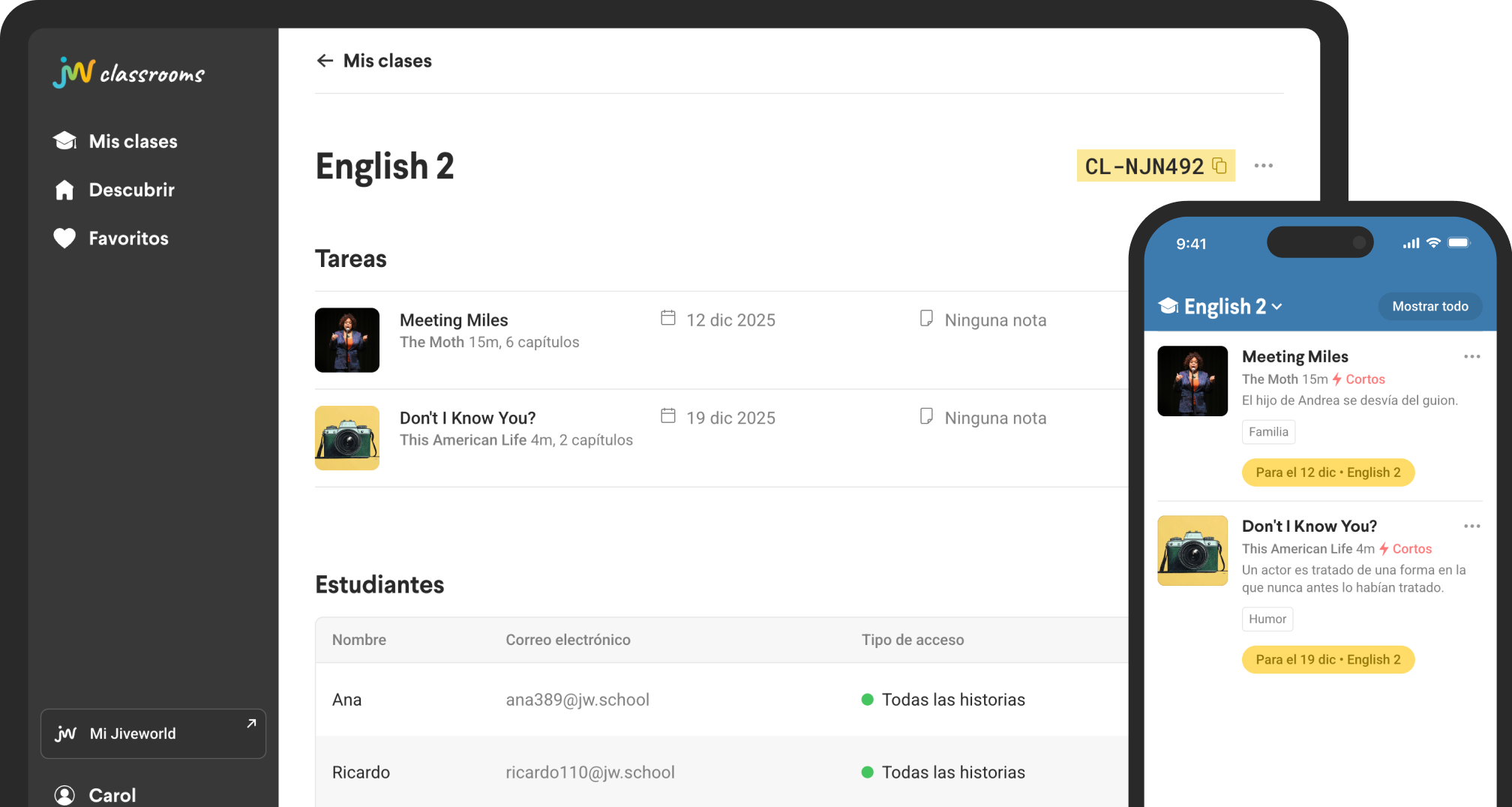 Classrooms | Jiveworld for schools